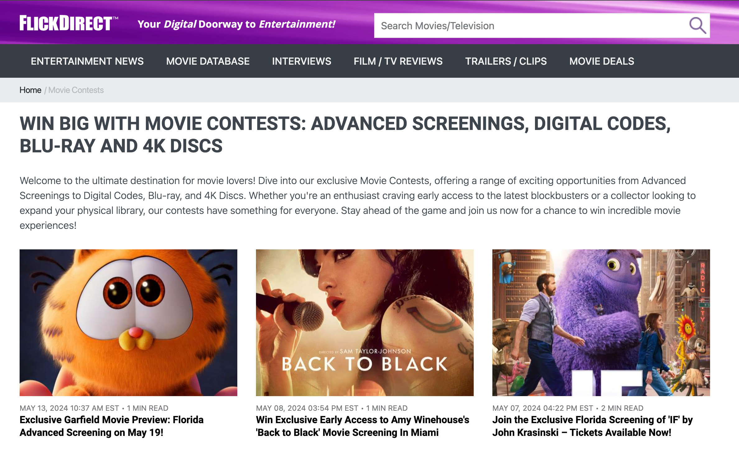 Movie Contests: Advanced Screenings, Digital Codes, Blu-ray and 4K Discs